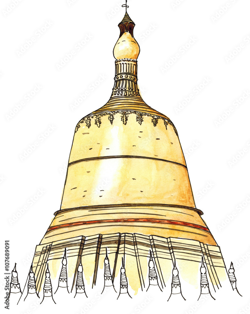 Shwedagon Pagoda Drawing