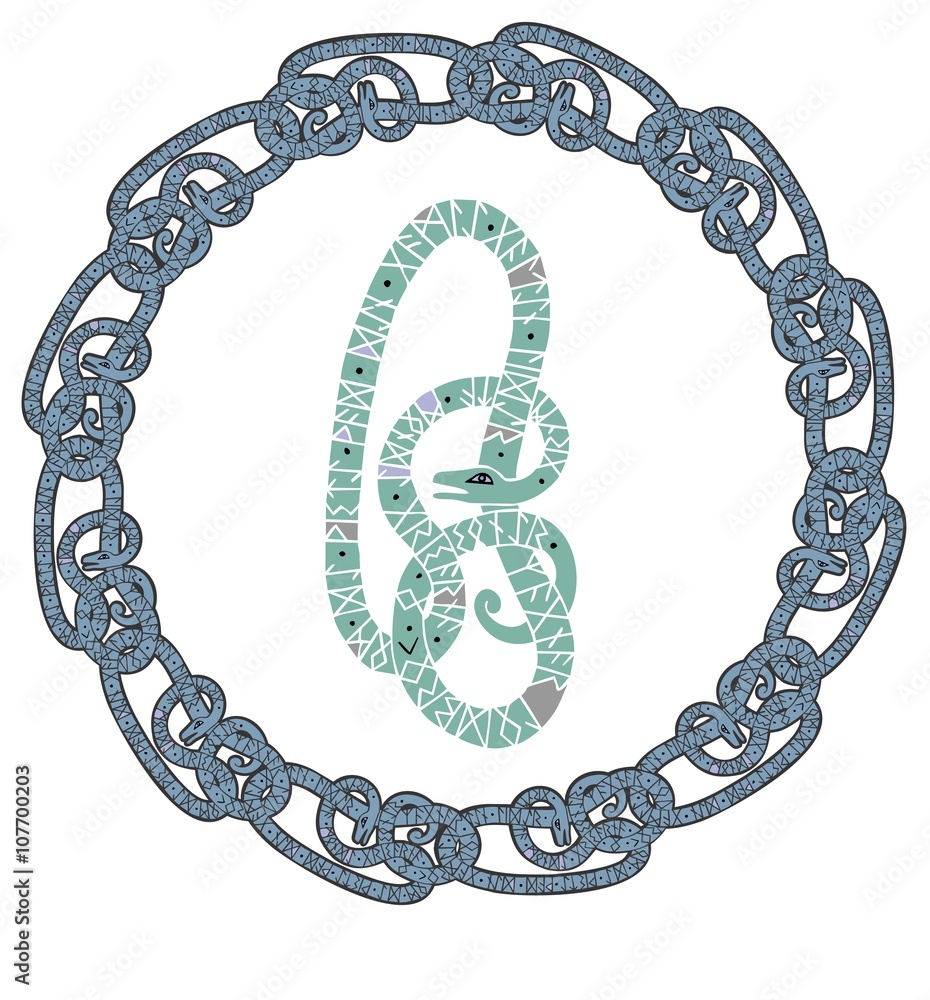 circular border of intertwined snakes, similar to Mayan carvings Stock ...