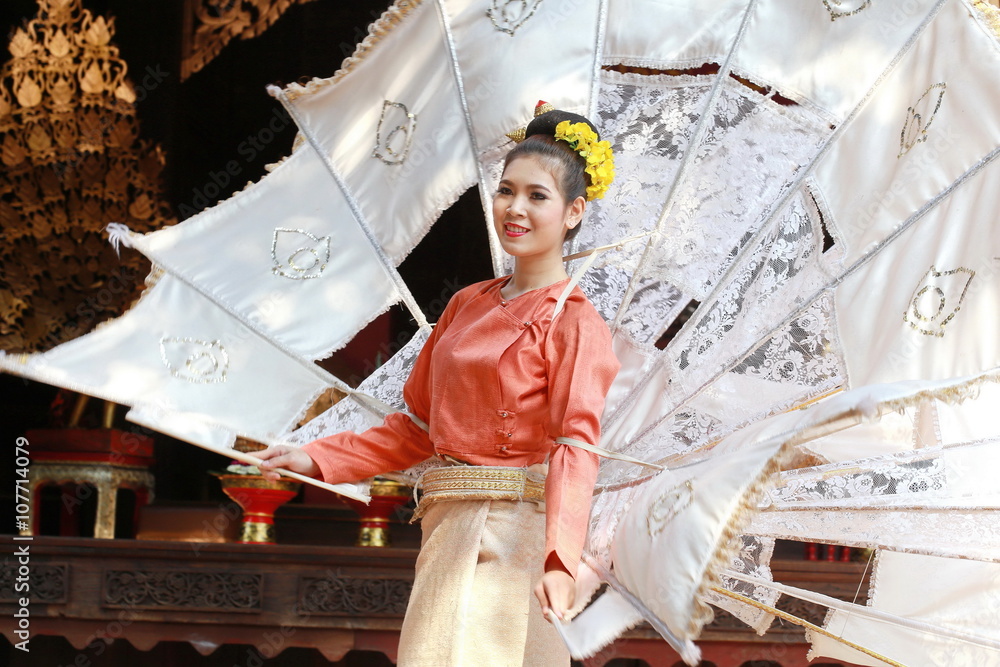 Thai women dancing with hand moving the wing Stock Photo | Adobe Stock