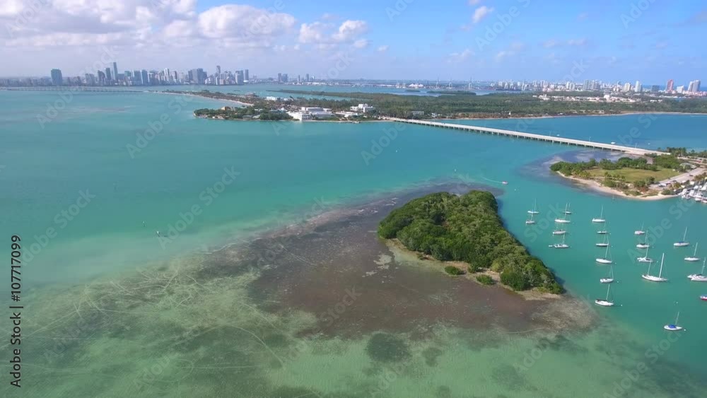 Aerial drone flyover of Key Biscayne FL Stock Video | Adobe Stock