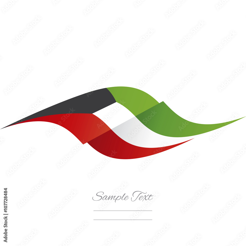 Abstract Kuwait flag ribbon logo white background Stock Vector | Adobe ...