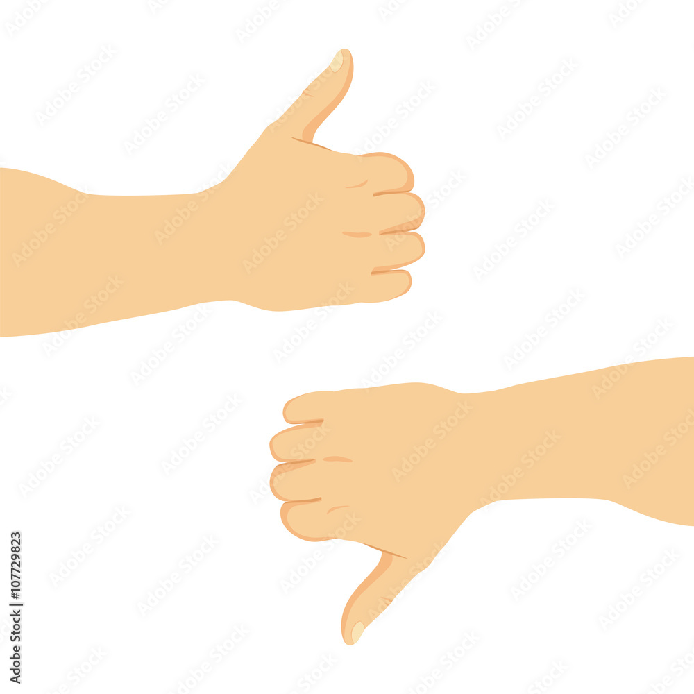 Illustration of man hands with positive and negative concepts with ...