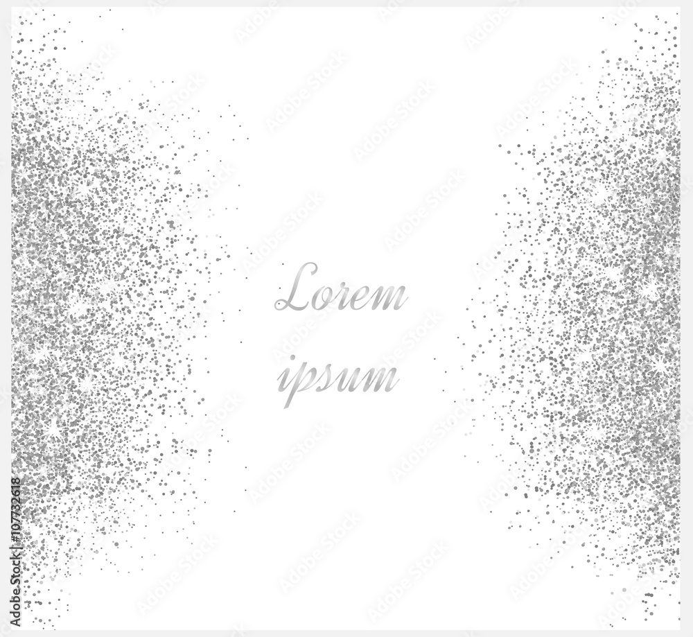 Silver glitter background. Silver sparkles on white background Stock ...