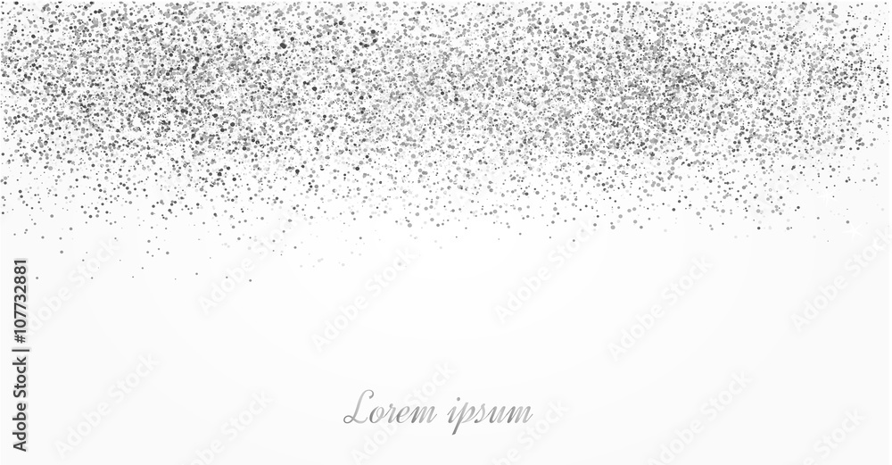 Silver glitter background. Silver sparkles on white background Stock ...