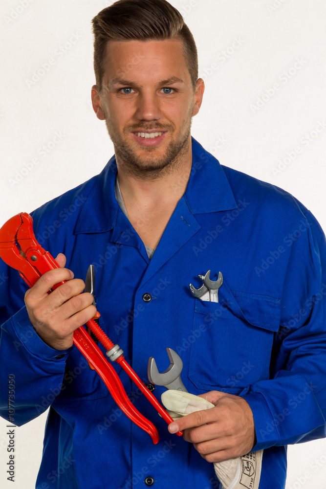 Foto Stock Handwerker mit Werkzeug | Adobe Stock