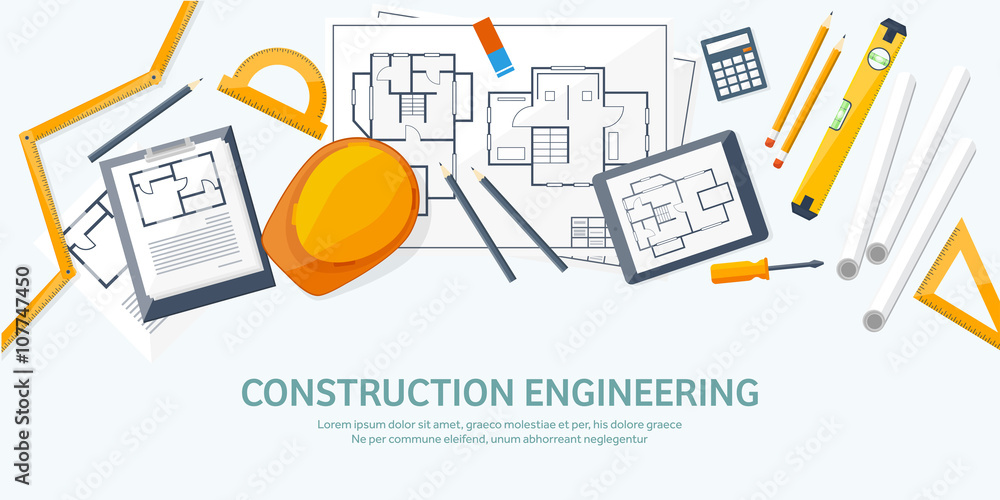 Vector illustration. Engineering and architecture. Drawing ...