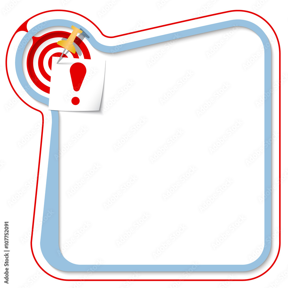 Blue frame for your text with the tack, target and exclamation m Stock ...