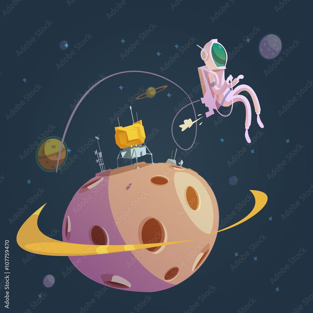 Outer Space Cartoon Background Stock Vector | Adobe Stock