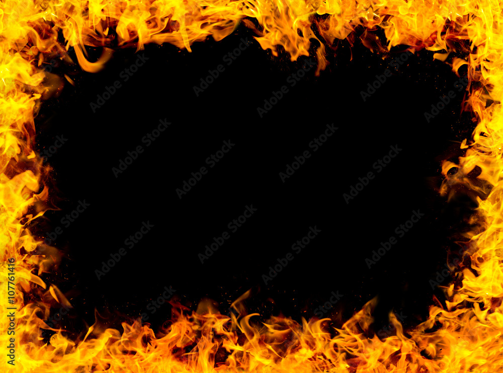 frame made of fire on black background Stock Illustration | Adobe Stock