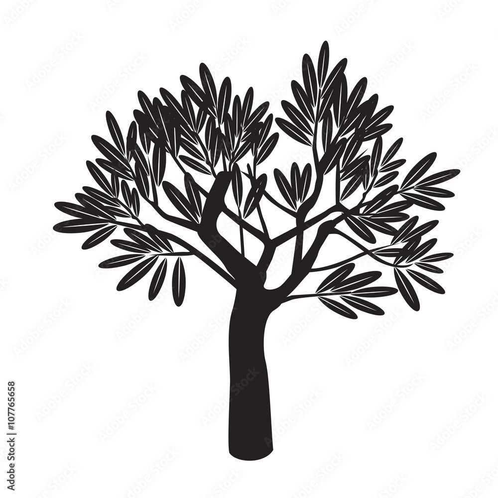 Vector Black Olive Tree. Stock Vector | Adobe Stock