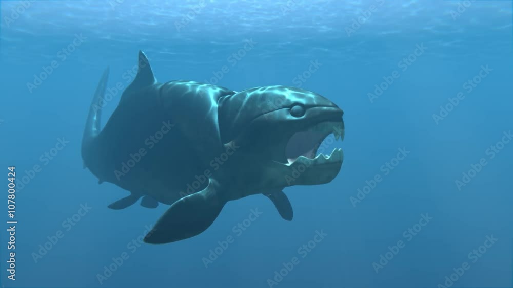 An animation of the giant (30 feet) prehistoric fish Dunkleosteus ...
