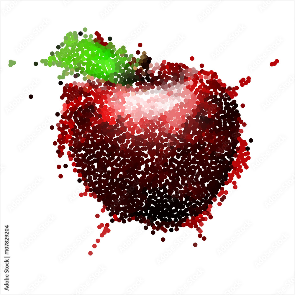 Pointillism style red apple Stock Vector | Adobe Stock