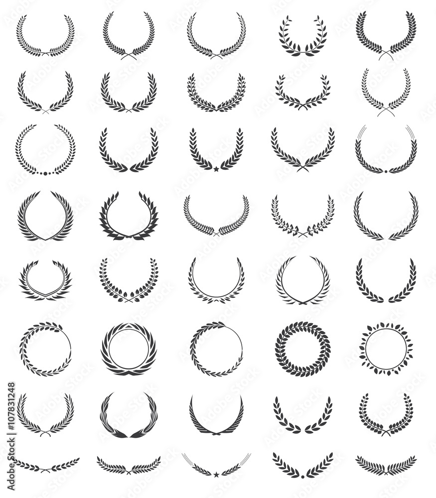 Crest logo element set,Coat of arms,Set of award laurel wreaths and ...