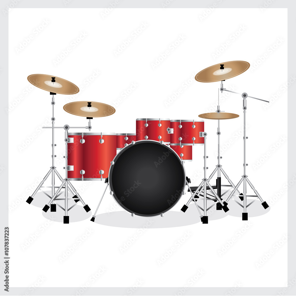 Vector Illustration Drum Set Red Stock Vector | Adobe Stock