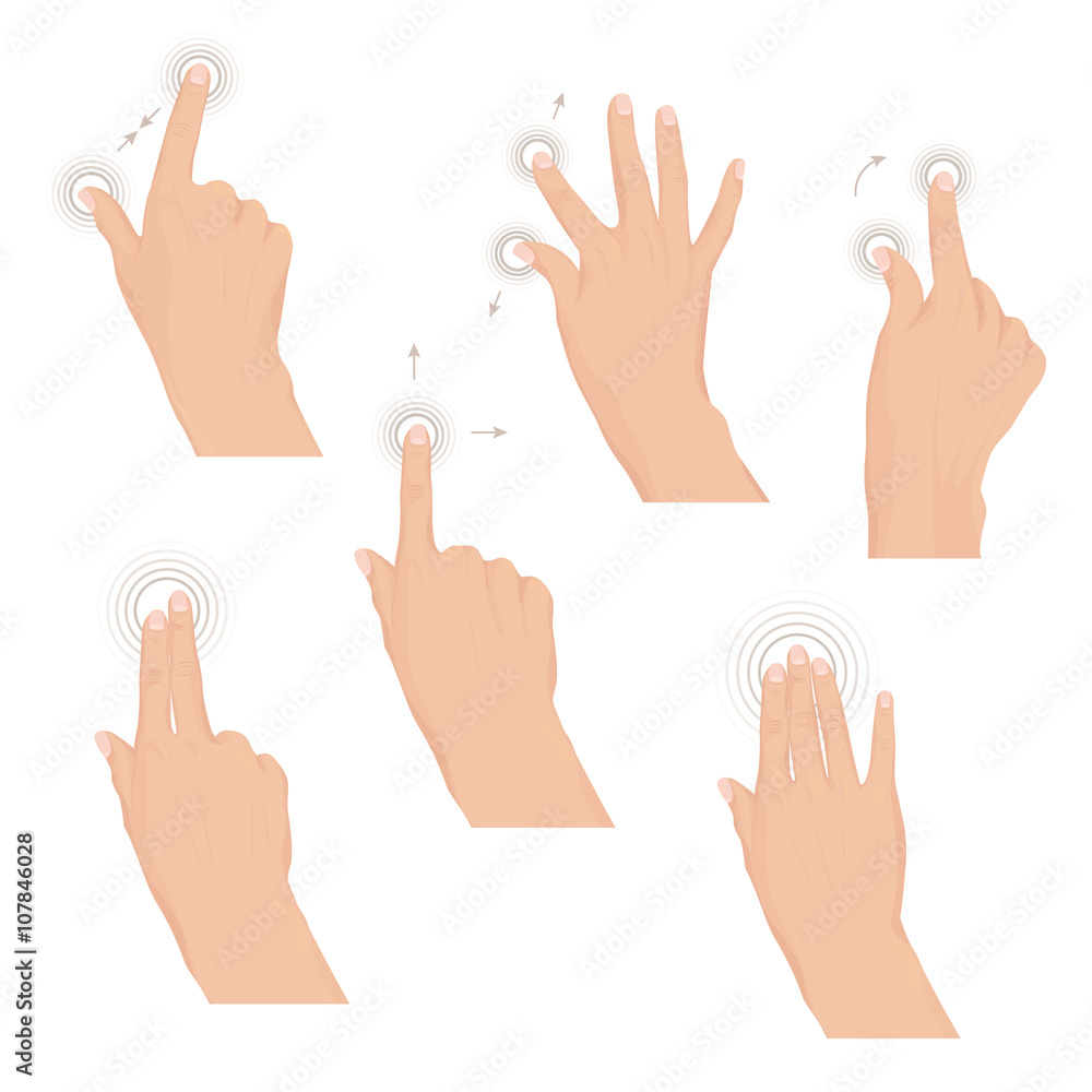 Set of hands with multitouch gestures for tablet or smartphone ...