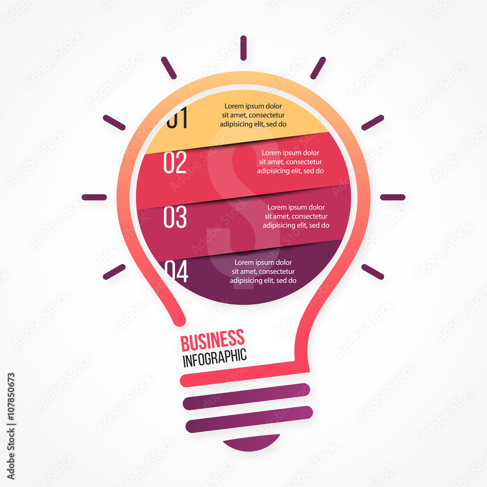 Light bulb vector infographic template for graphs, charts, diagrams and ...