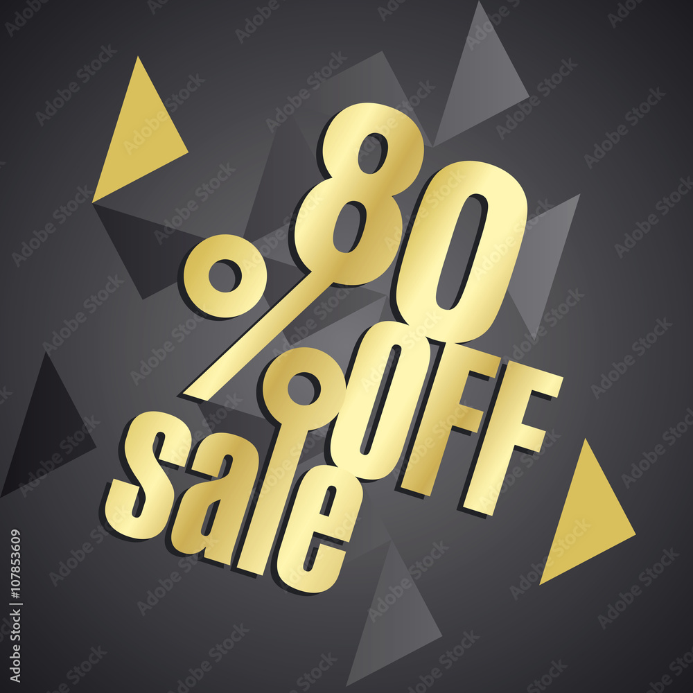 Sale 80 percent off gold black abstract background Stock Vector | Adobe ...