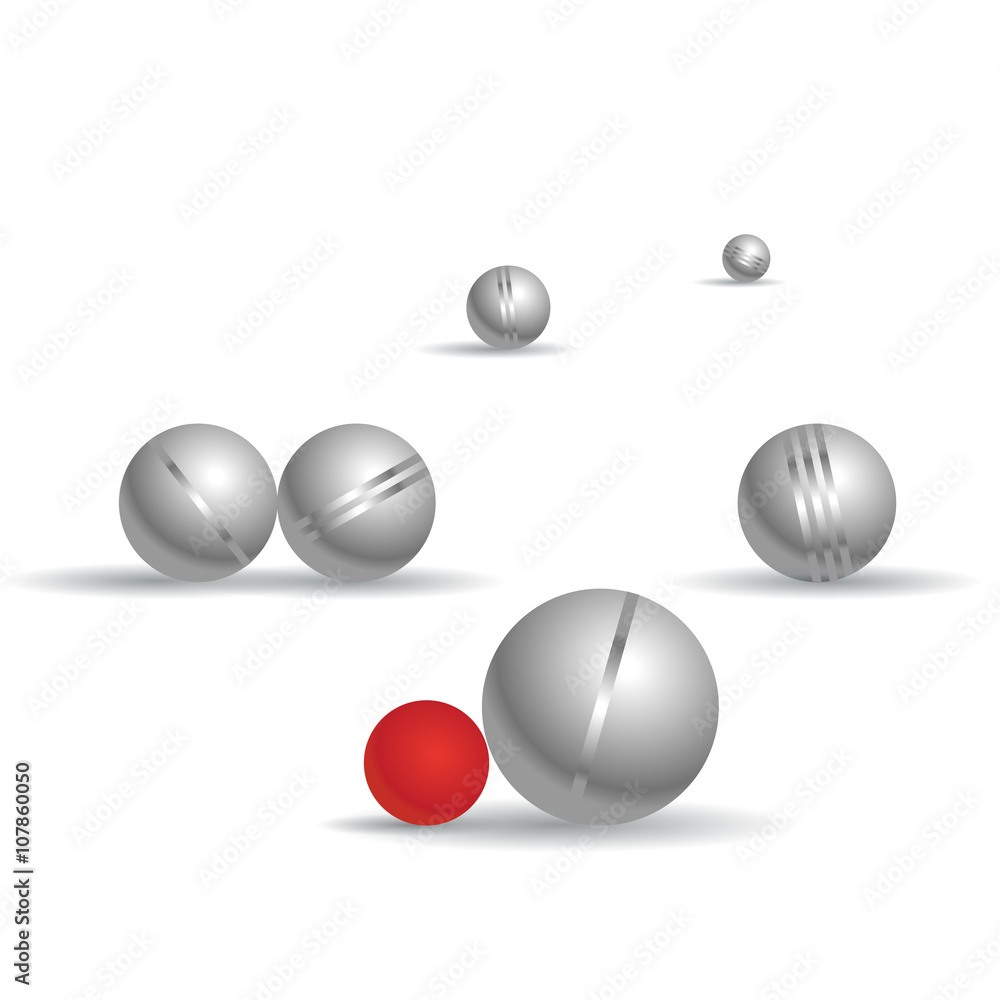 Petanque game balls on white background. Bocce shading spheres with ...