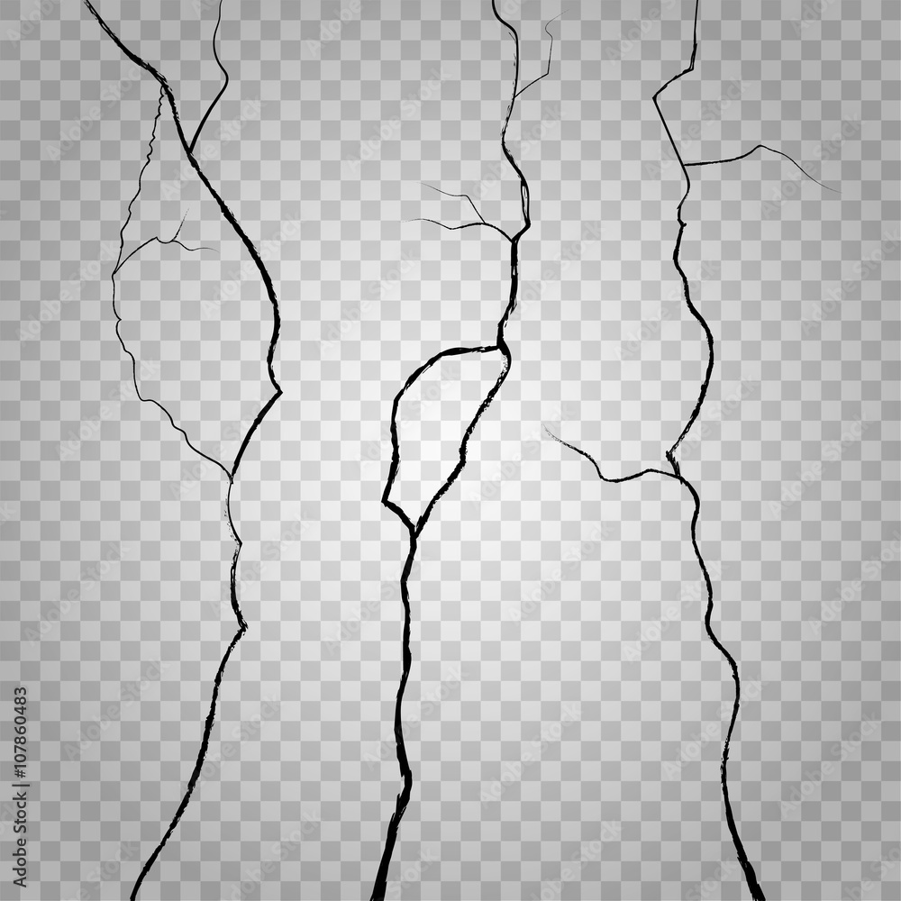 Vector wall cracks on transparent checkered background Stock Vector ...