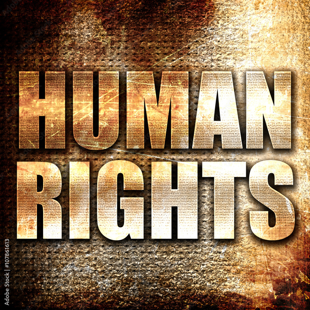human rights, written on vintage metal texture Stock Illustration ...