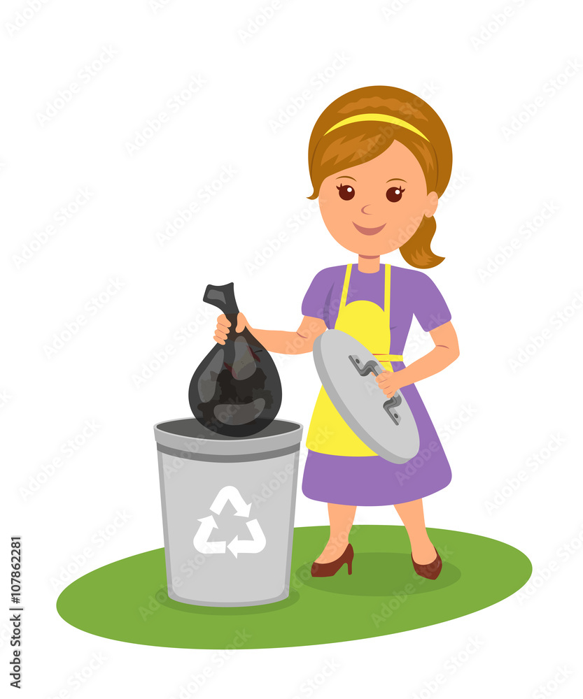 Girl Take Out The Trash Clip Art