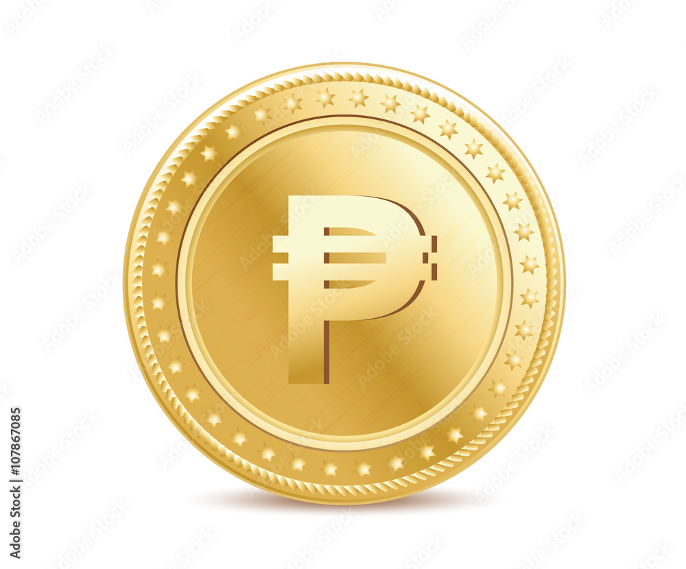 Golden isolated peso coin on the white background Stock Vector | Adobe ...