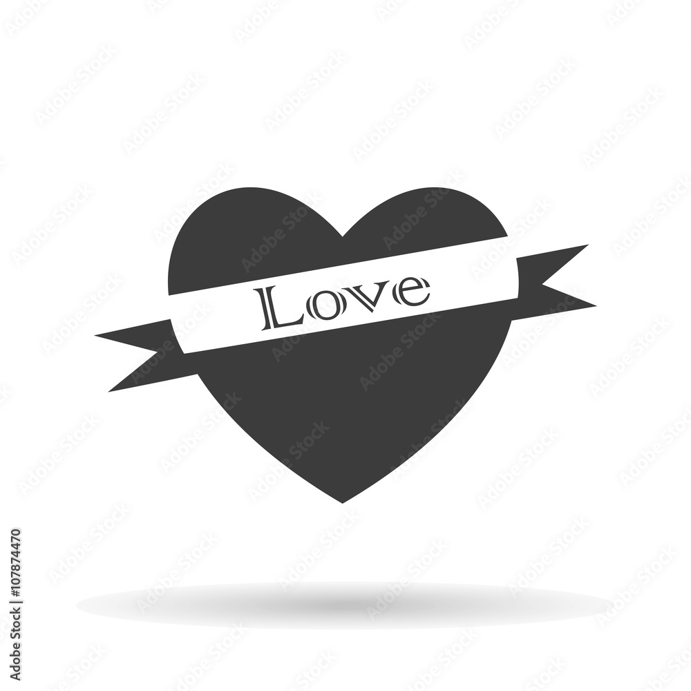 Heart black ribbon icon, stylish vector illustration Stock Vector ...