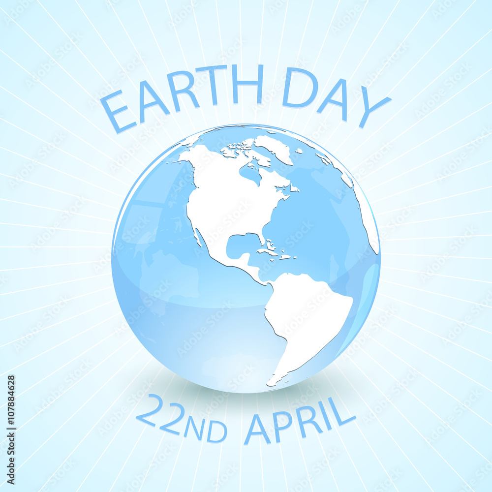 Earth day and globe on blue background Stock Vector | Adobe Stock