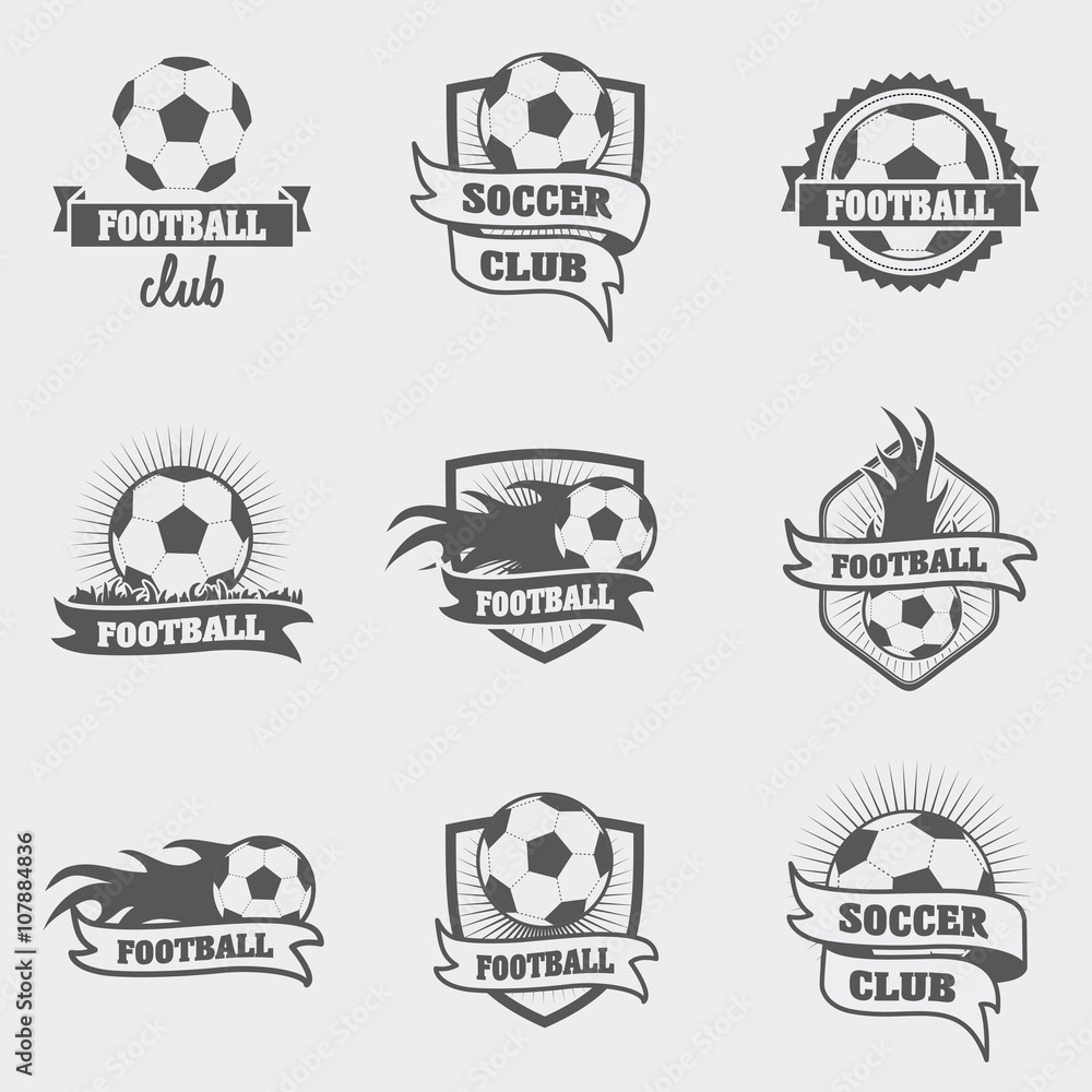set of football or soccer labels, badges and logos. vector illustration ...