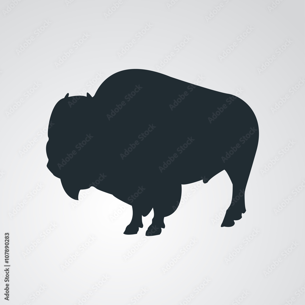 Icono plano silueta bisonte americano en fondo degradado Stock Vector ...