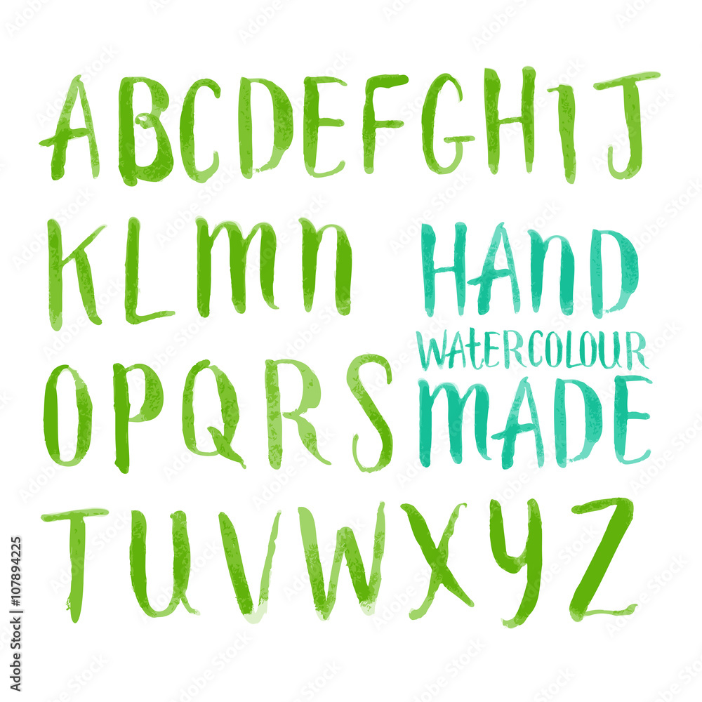 Watercolour Brush Letters. Hand made Alphabet lettering in brushed ...