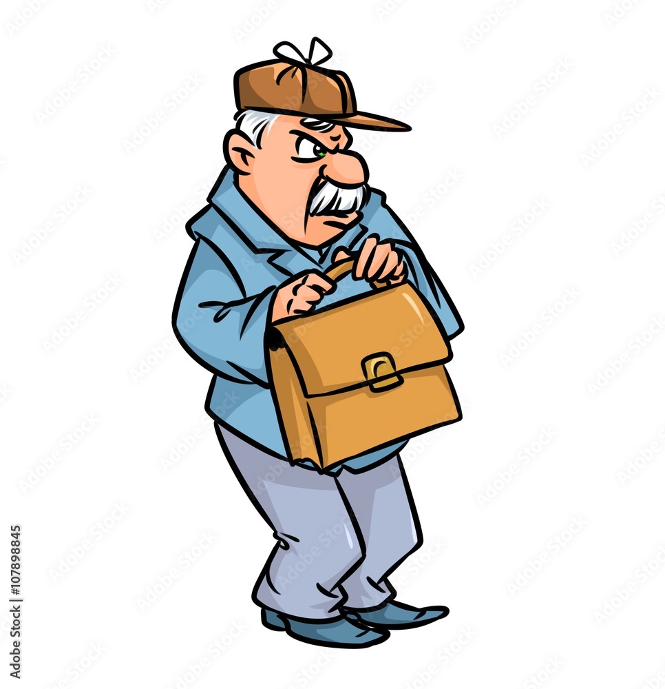 Distrust man look suspicious cartoon illustration isolated image ...