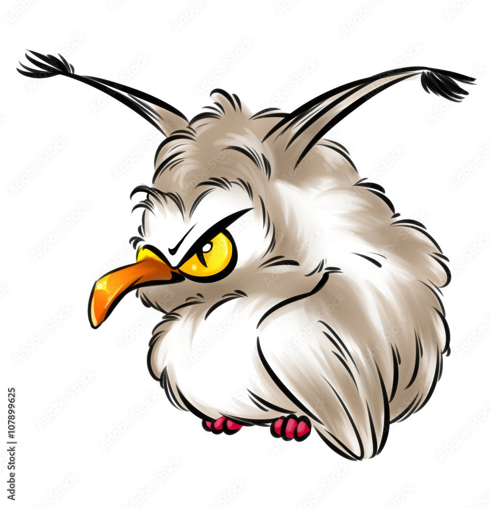 Owl angry bird cartoon illustration image character Stock Illustration ...
