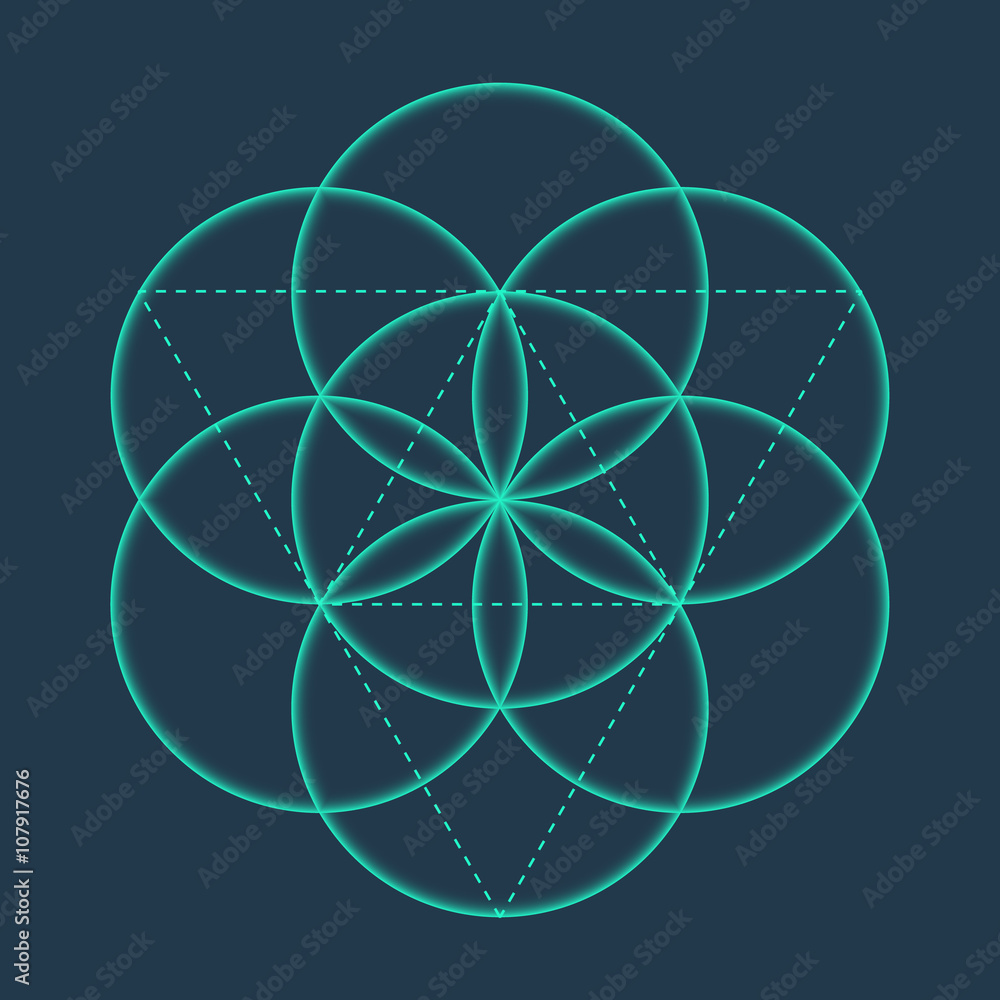 Flower of Life sign. Vector isolated Geometric Symbol Flower of Life ...