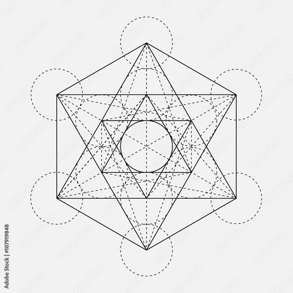 Metatron's Cube. Flower of life. Vector Geometric Symbol isolated ...