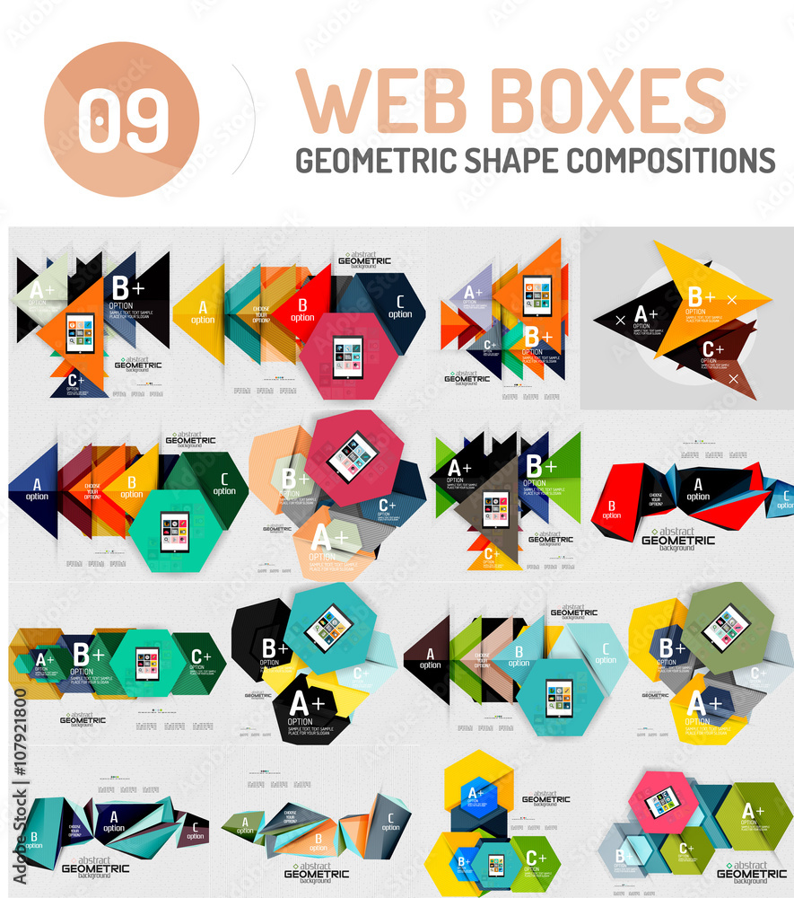Set of web internet boxes with buttons and sample text Stock Vector ...