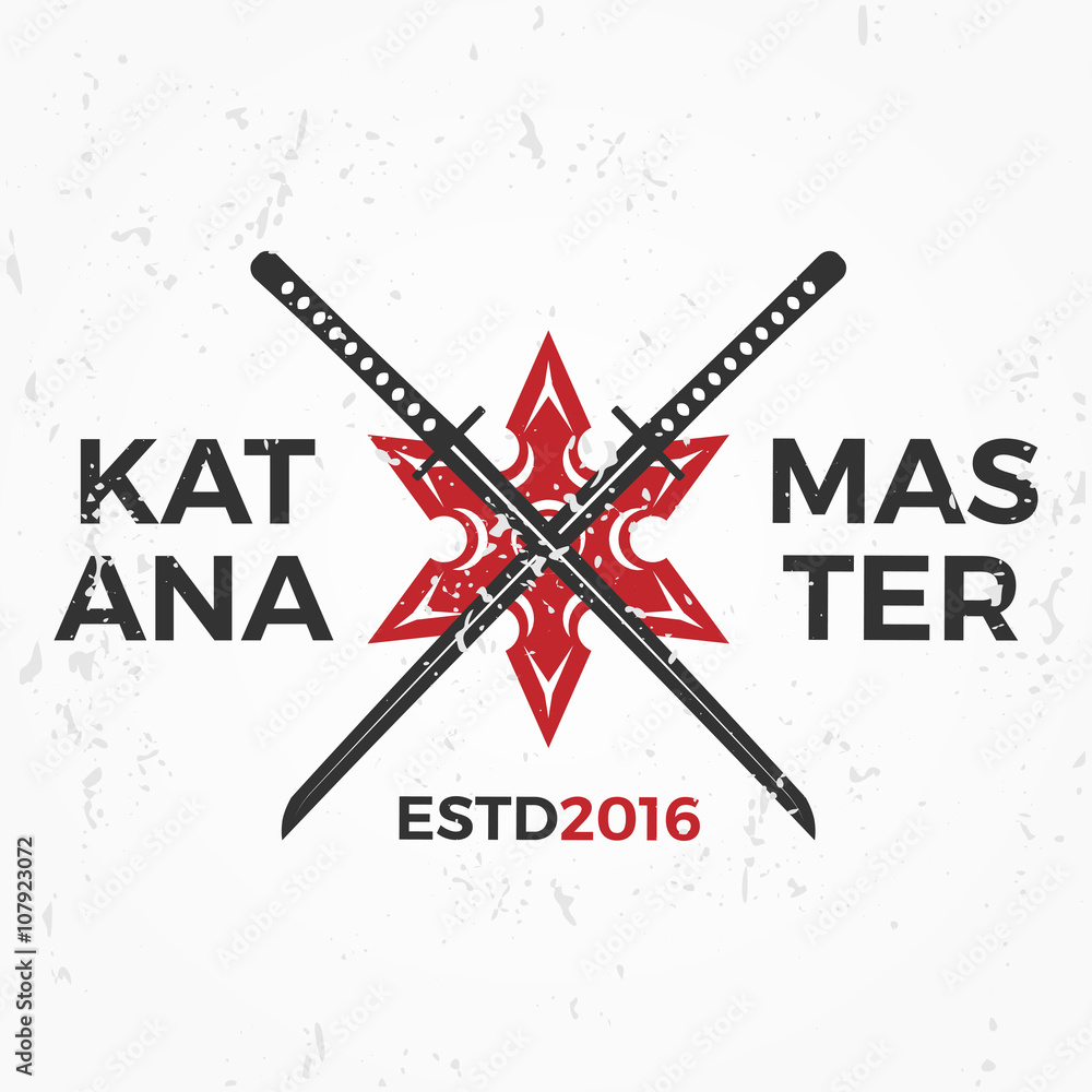 Japanese Ninja Logo. Katana master insignia design. Vintage ninja ...