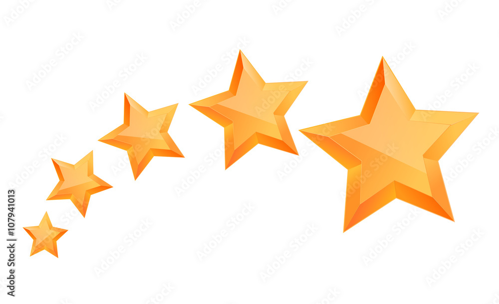 Realistic 3D gold star. Award winner. Five gold stars. Good job. Best ...