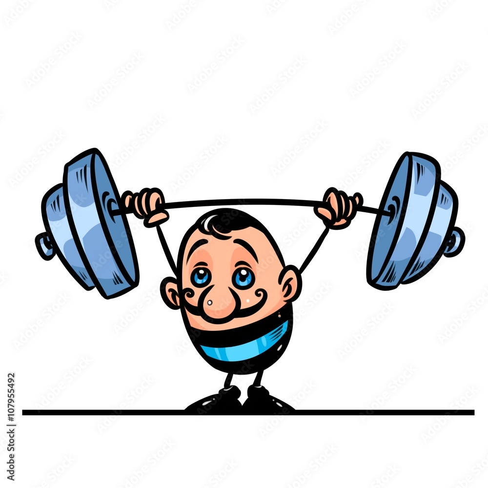 Strong athlete weightlifter cartoon illustration doodle isolated image ...