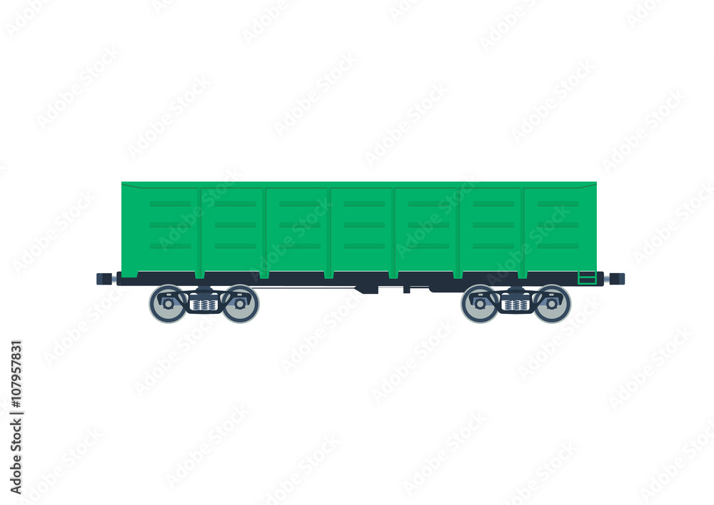 Freight railroad car. The type of freight car a boxcar. Green boxcar ...