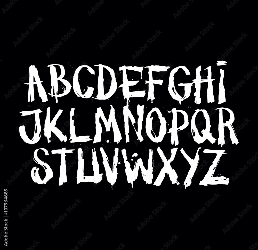Hand drawn grunge font. Detailed vector alphabet Stock Vector | Adobe Stock