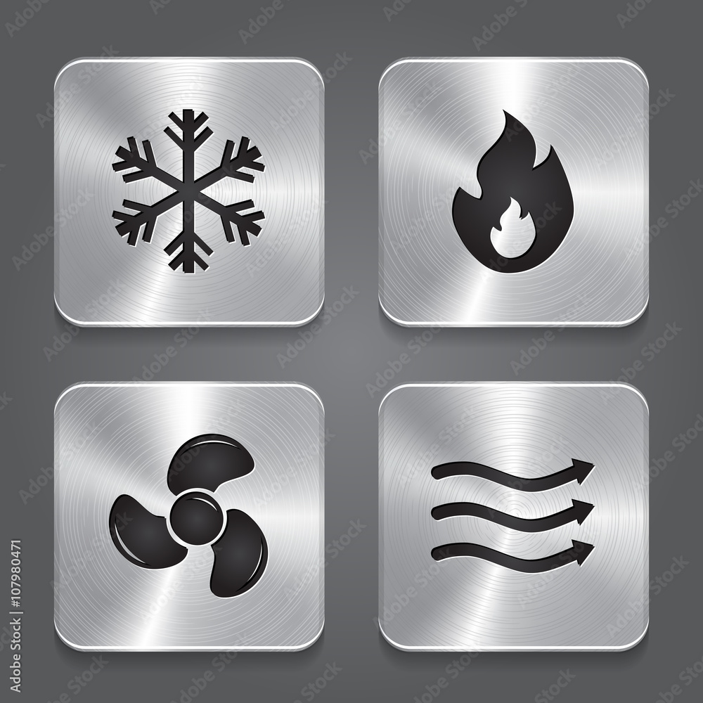 HVAC (heating, ventilating, and air conditioning) Icons. Heating Stock ...