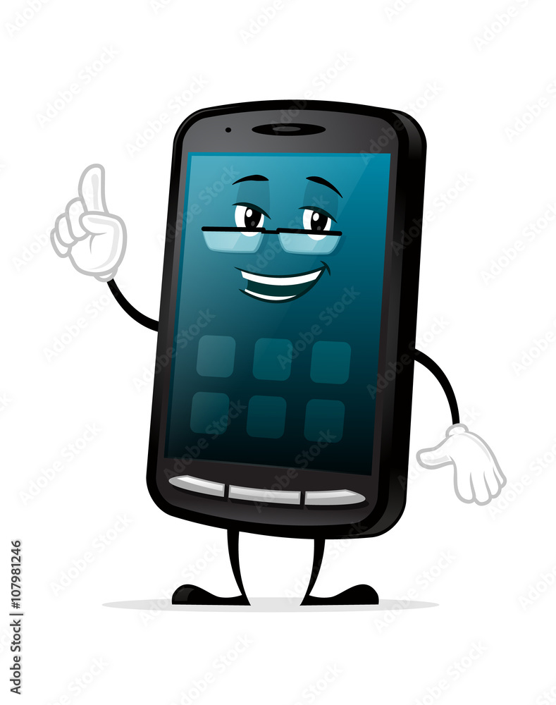 Cartoon smartphone character mascot vector illustration Stock Vector ...