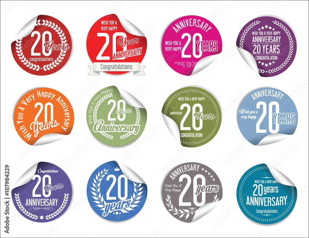Anniversary modern tag and stickers collection Stock Vector | Adobe Stock