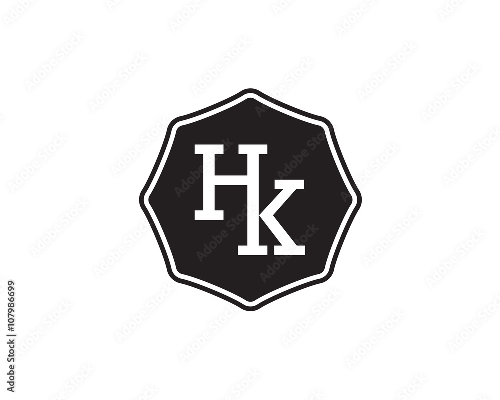HK retro initial monogram letter logo. vintage label typography. Stock ...