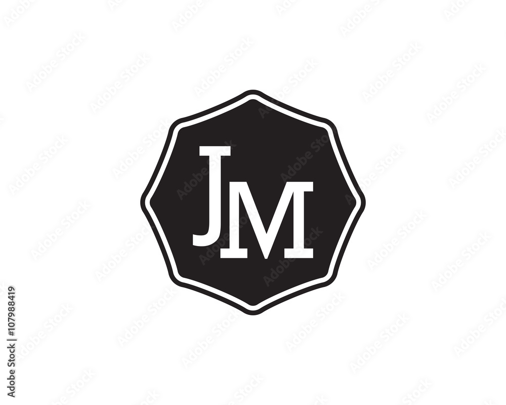 JM retro initial monogram letter logo. vintage label typography. Stock ...