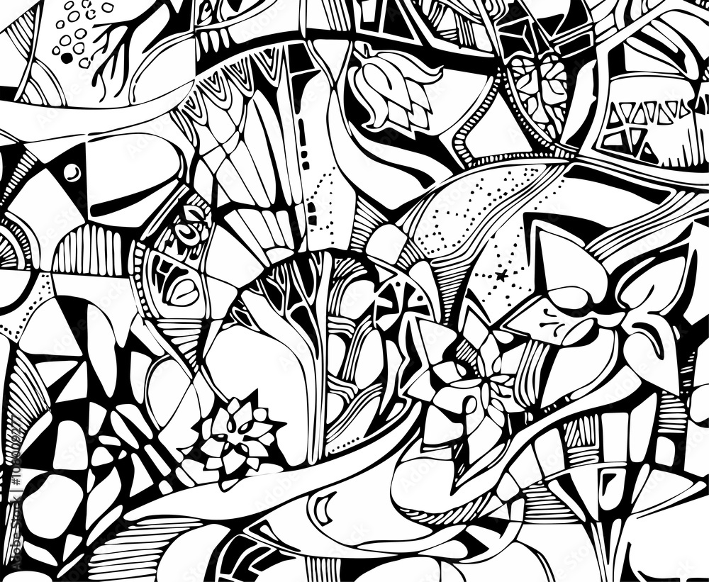 Abstract floral doodle coloring page. Vector illustration. Stock Vector ...