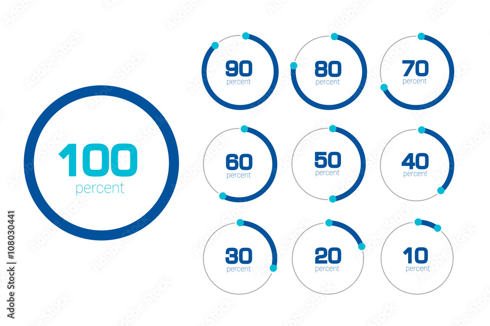 Circle chart, graph. Flat design. Percentage templates set ...