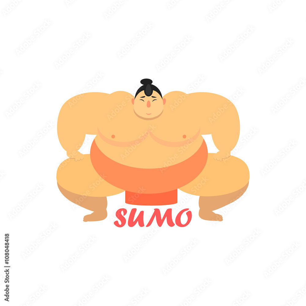 Sumo Fighter Cartoon Style Icon Stock Vector | Adobe Stock