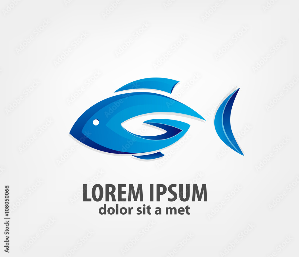 Logo fish 3d. Stock Vector | Adobe Stock